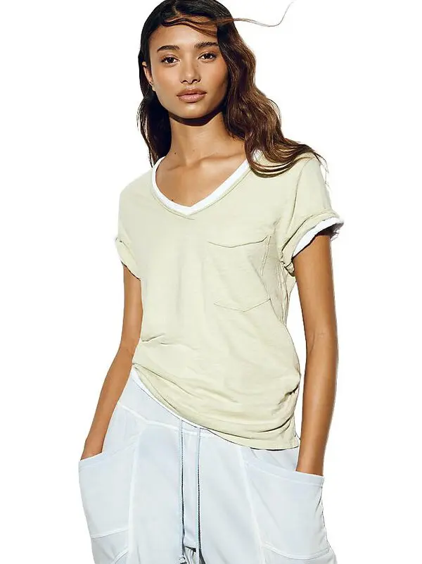 PILCRO The Quinn Short-sleeve V-neck T-shirt - Bright Pistachio