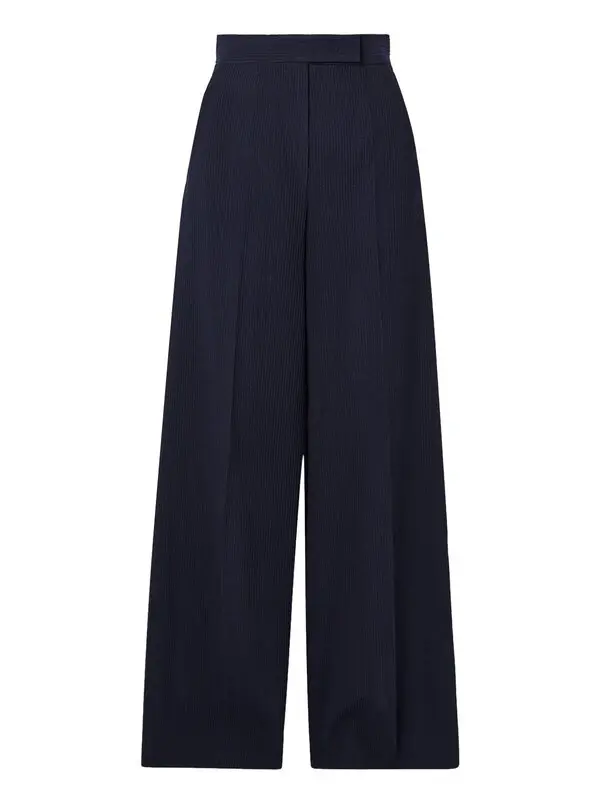Max Mara Osol Ribbed Wool-blend Wide-leg Pants - Blue