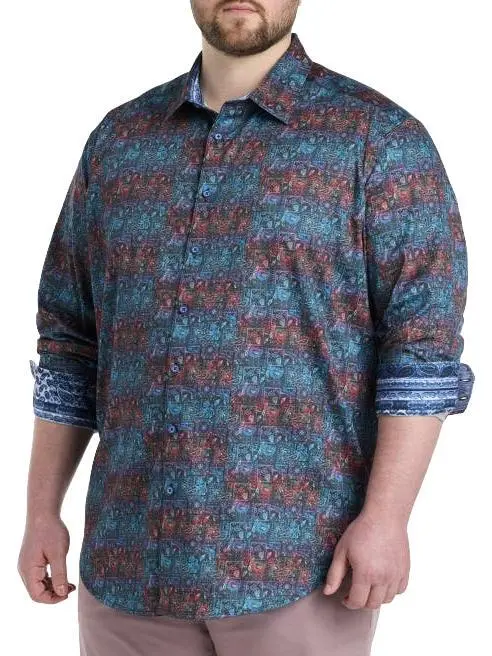 ROBERT GRAHAM DXL Big & Tall Bandana Sport Shirt - Multi