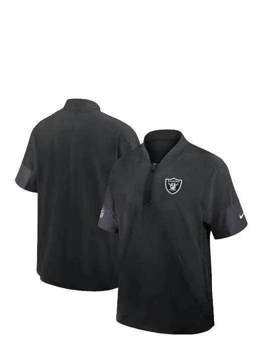 Nike Las Vegas Raiders Sideline Short Sleeve Quarter-zip Coach Jacket - Black