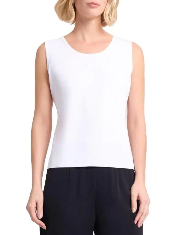 Misook Scoop Neck Tank - White
