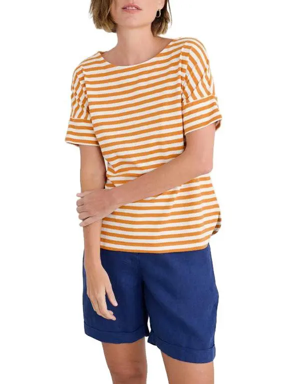 SEASALT CORNWALL Bryher View Stripe Organic Cotton T-shirt - Mini Cornish Daylily Chalk