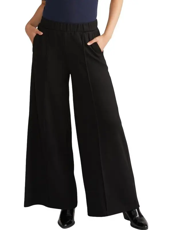 Universal Standard Pintuck Ponte Wide Leg Pants - Black