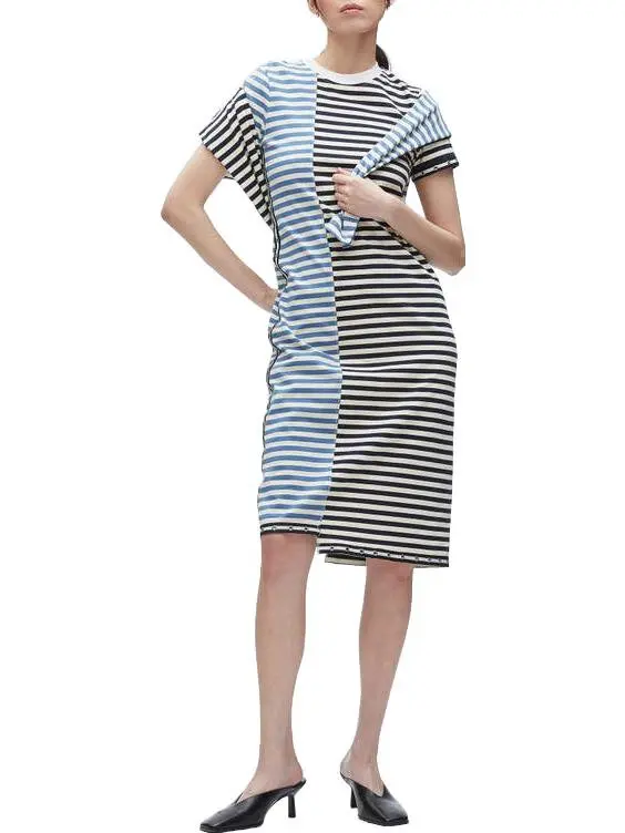 3.1 Phillip Lim Mixed Stripe Cotton T-shirt Dress - Midnight Multi