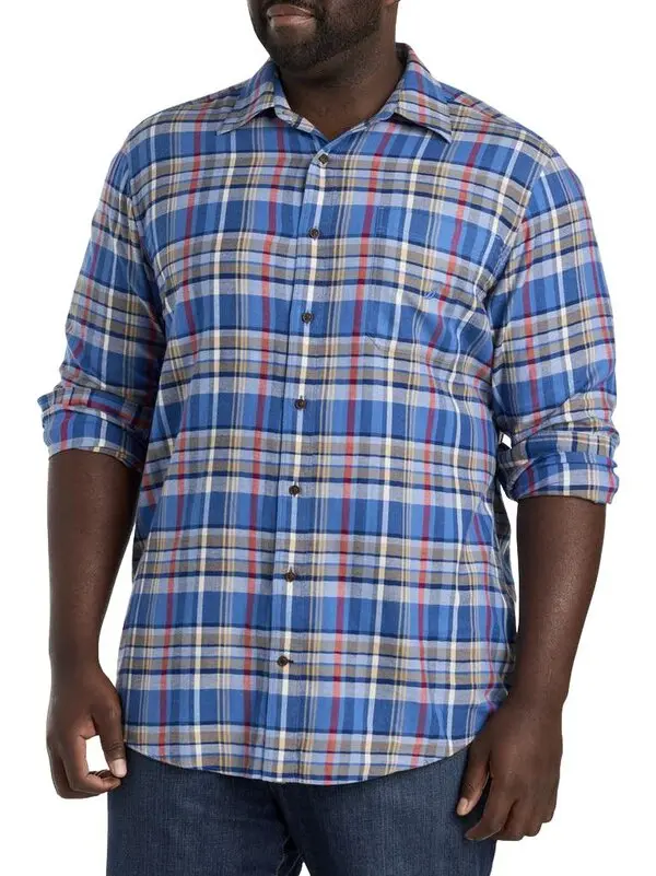 NAUTICA Big & Tall Plaid Sport Shirt - Delft