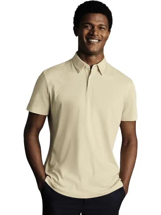 CHARLES TYRWHITT Smart Jersey Polo - Light Tan