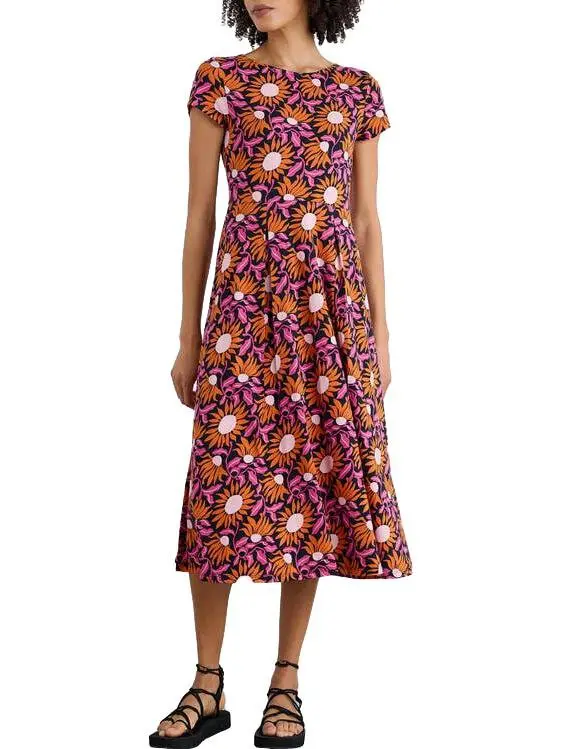 SEASALT CORNWALL Wild Bouquet Jersey Print Midi Dress - Bold Sunflower Maritime