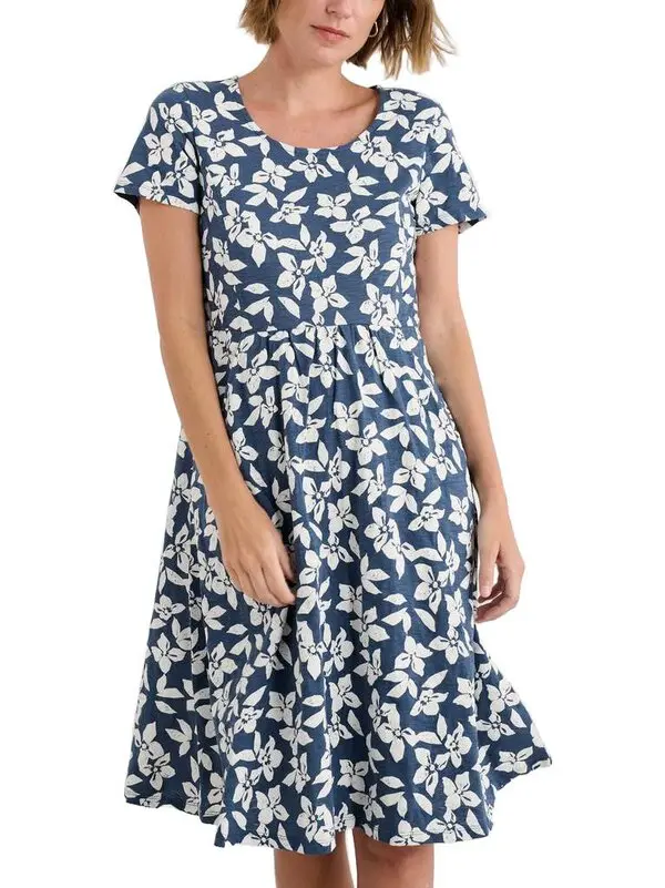SEASALT CORNWALL Floral Organic Cotton Fit & Flare Dress - Paper Floral Ship