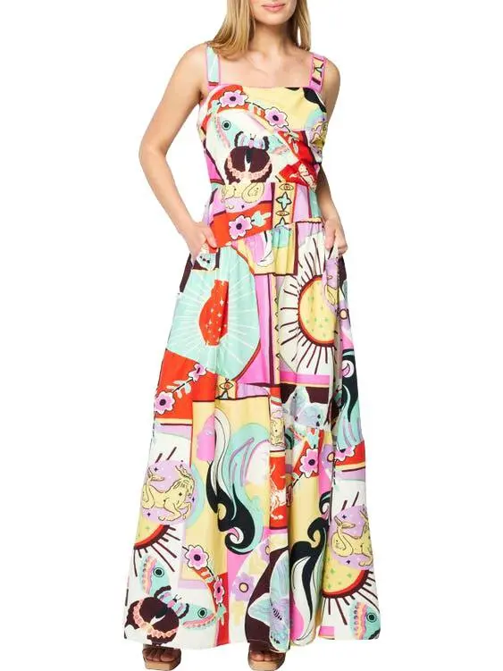 CIEBON Lillias Cotton Maxi Sundress - Pink Multi