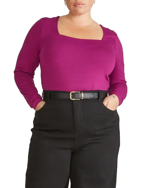 Universal Standard Square Neck Jersey Top - Rothko Purple