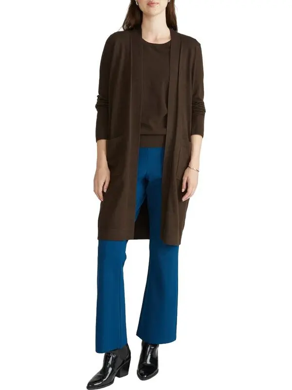 Universal Standard Long Open Front Cardigan - Chocolate