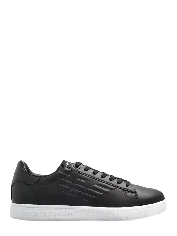 Emporio Armani Logo-embellished Leather Sneakers - Black