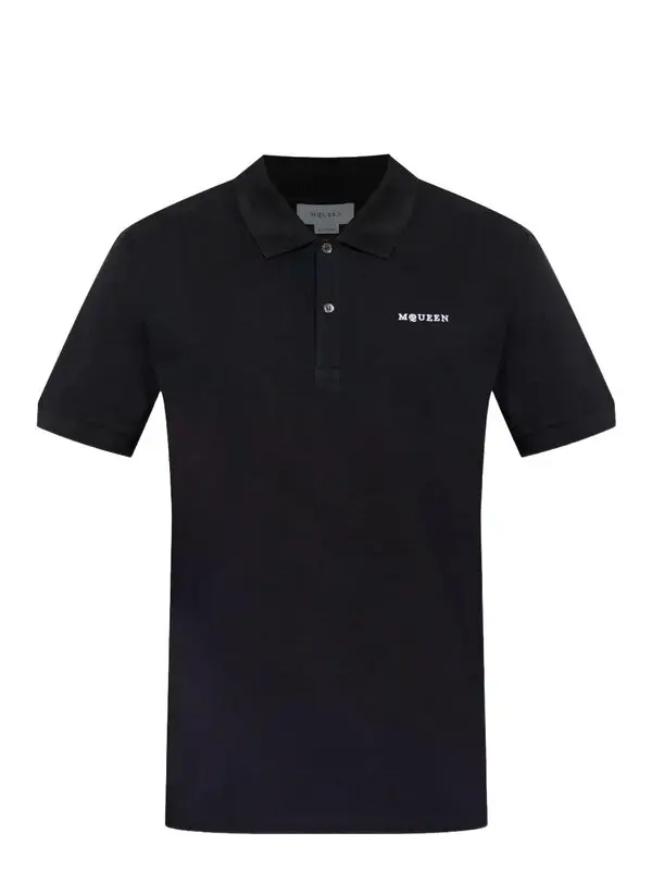Alexander McQueen Logo-embroidered Cotton Polo Shirt - Black