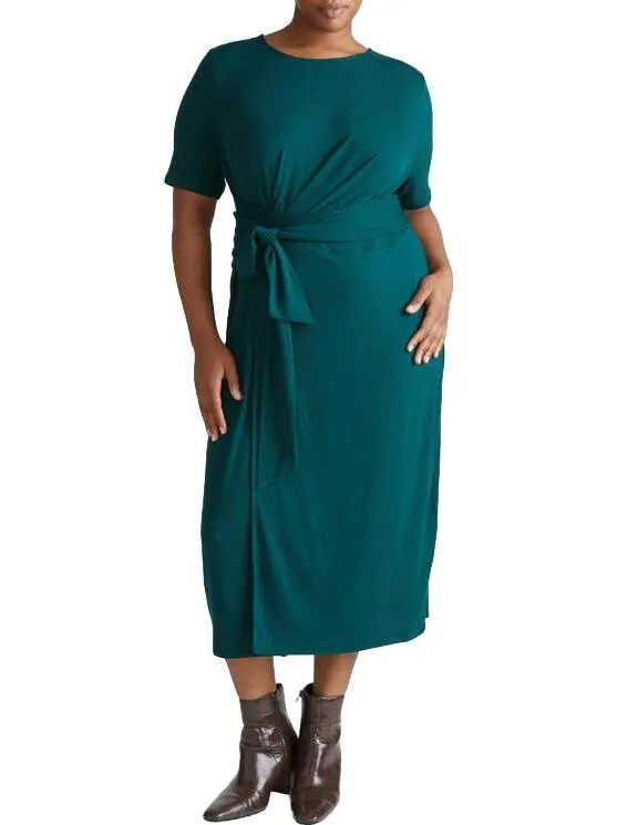 Universal Standard Delilah Tie Waist Midi Dress - Forest Green