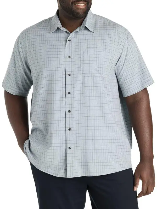 SYNRGY BY DXL Big & Tall Plaid Microfiber Sport Shirt - Blue Black