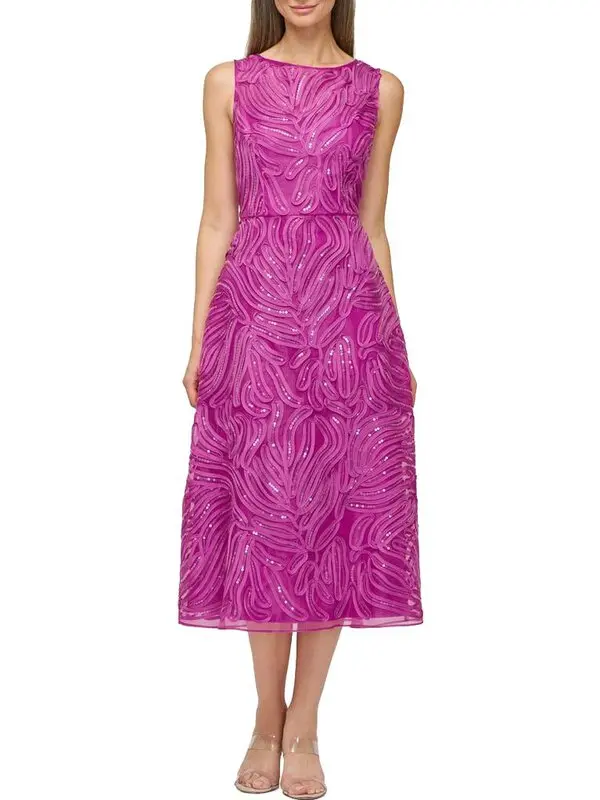 Js Collections Sequin Soutache Lace Cocktail Dress - Deep Orchid