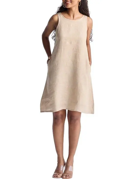 REISTOR Hemp Short Dress With Lace Back - Beige