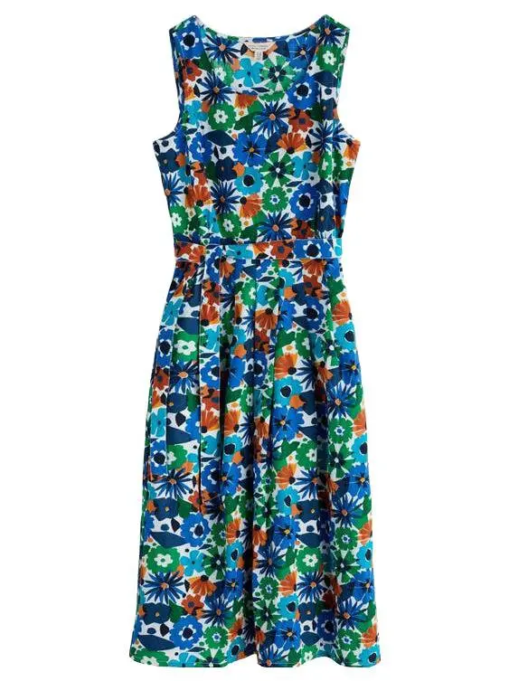 SEASALT CORNWALL Printed Fit & Flare Midi Dress - Screenprint Floral Chalk