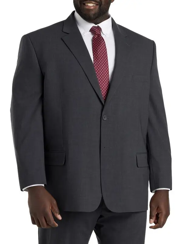 OAK HILL BY DXL Big & Tall Perfect Fit Jacket-relaxer Suit Jacket - Charcoal