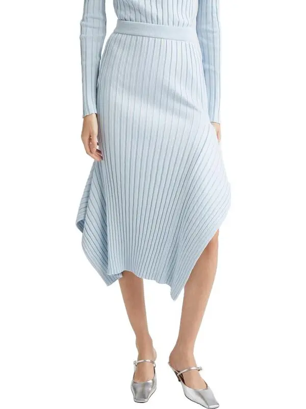 Stella McCartney Textured Knit Rib Skirt - 4210 - Light Blue