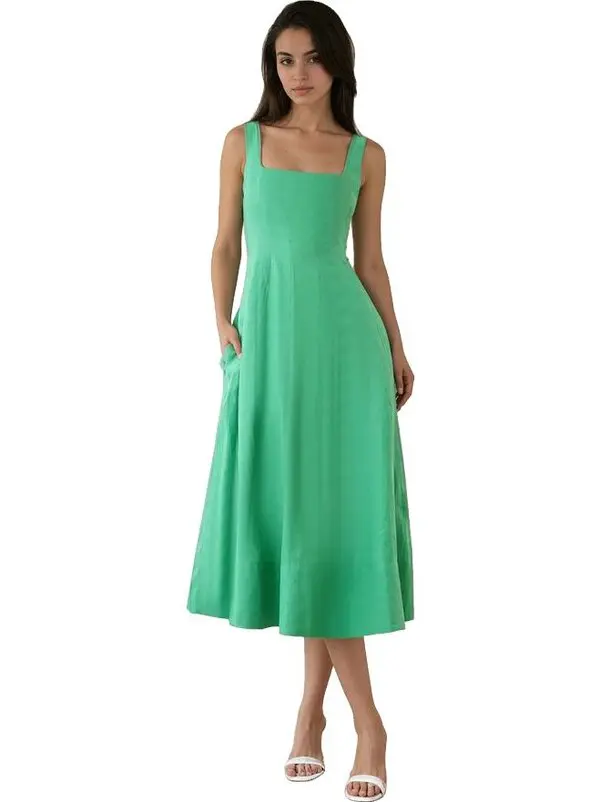 Yumi Kim Sienna Linen Midi Dress - Green