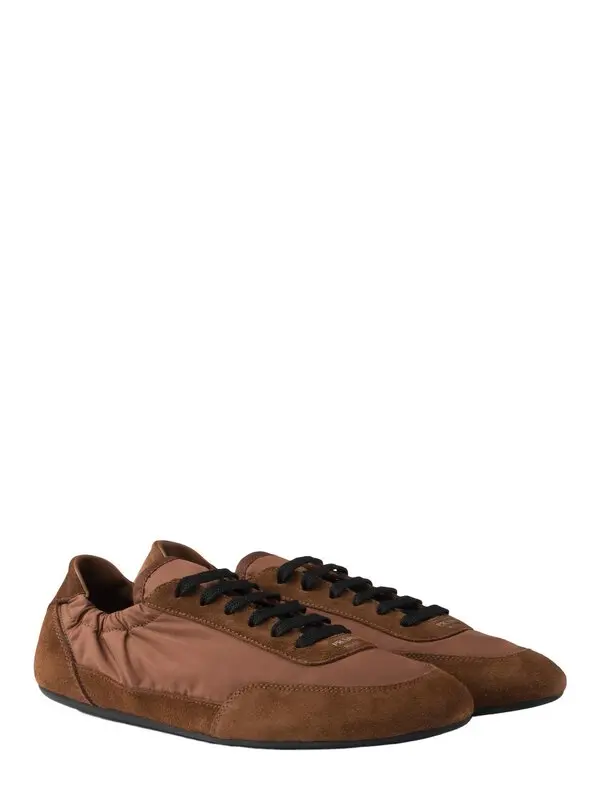 Prada Collapse Re-nylon And Suede Sneakers - Brown