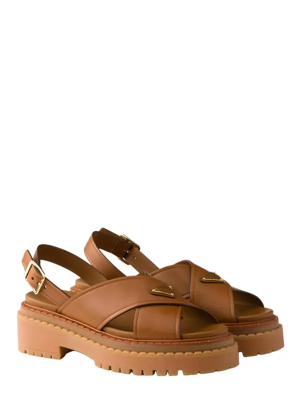 Prada Leather Sandals - Brown