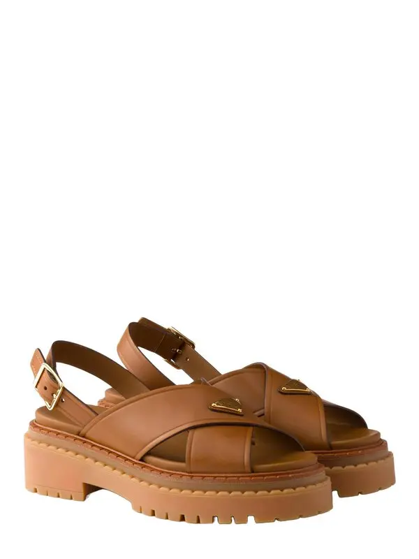 Prada Leather Sandals - Light Tan