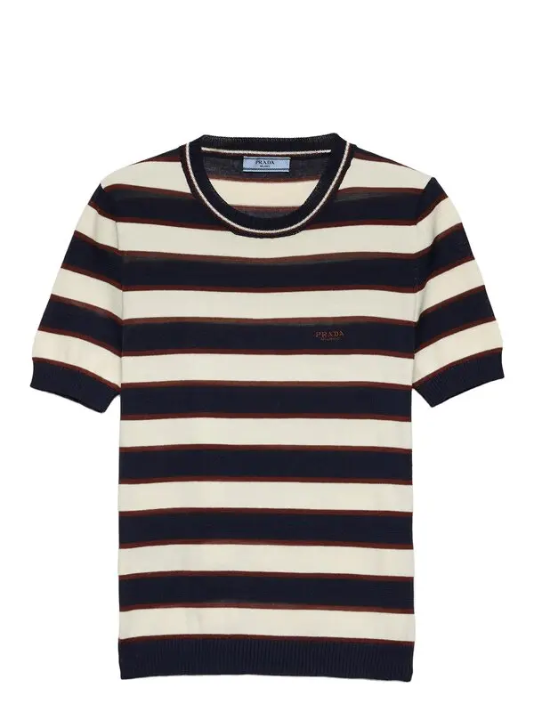 Prada Striped Cotton Sweater - Blue