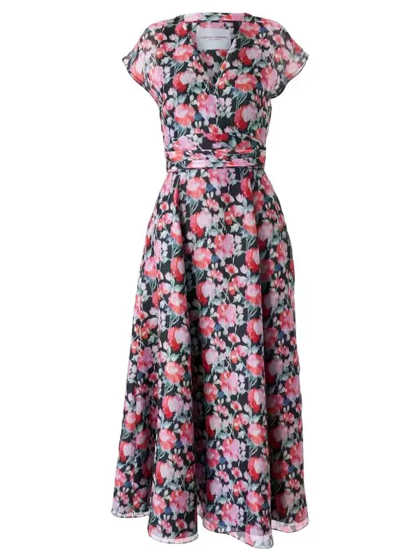 Carolina Herrera Peony-print Midi Dress - Pink
