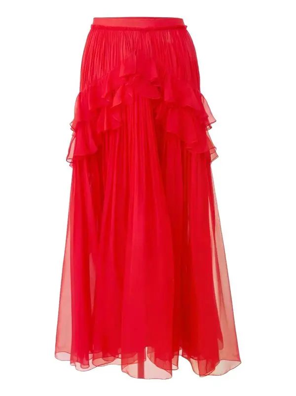Carolina Herrera Ruffle-detailed Midi Skirt - Red
