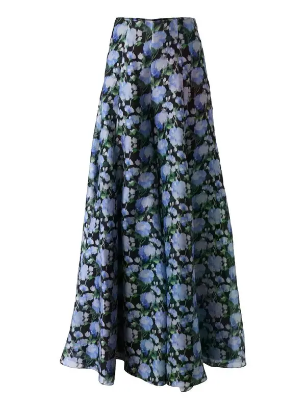 Carolina Herrera Peony-print Palazzo Pants - Blue