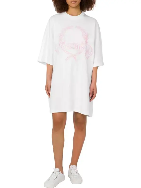 Moschino Logo-embroidered Mini Dress - White