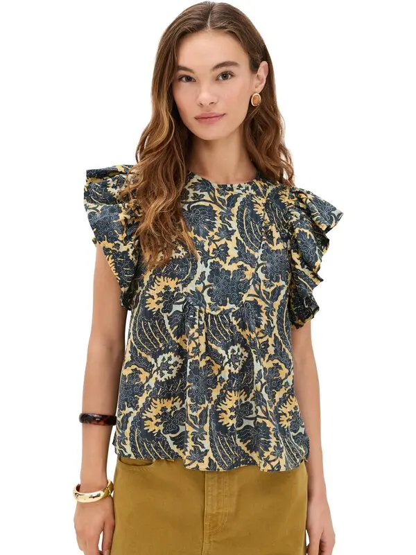 Ulla Johnson Sienna Flutter Sleeve Top - Luna