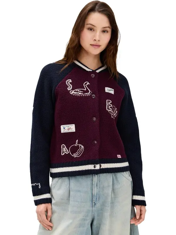 Sea Archer Varsity Knit Cardigan - Navy