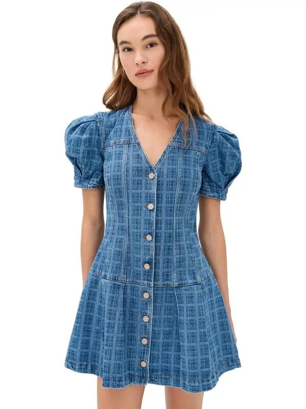 DAMSON MADDER Adeline Shell Mini Dress - Denim Blue