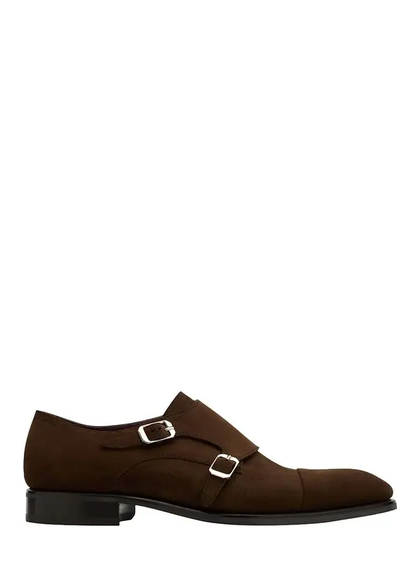 Brioni Milano Suede Cap-toe Double-monk Strap Loafers - Coffee
