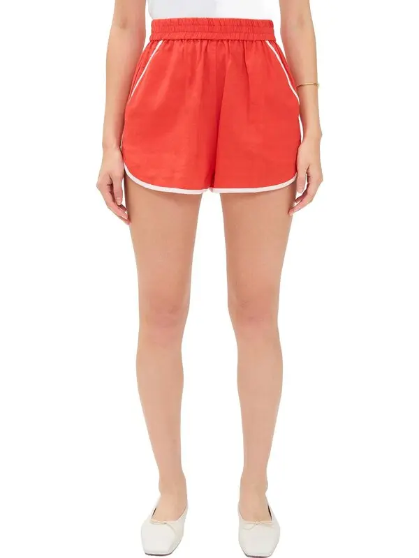 DRESS TO Contrast Trim Shorts - Guara Red/off White