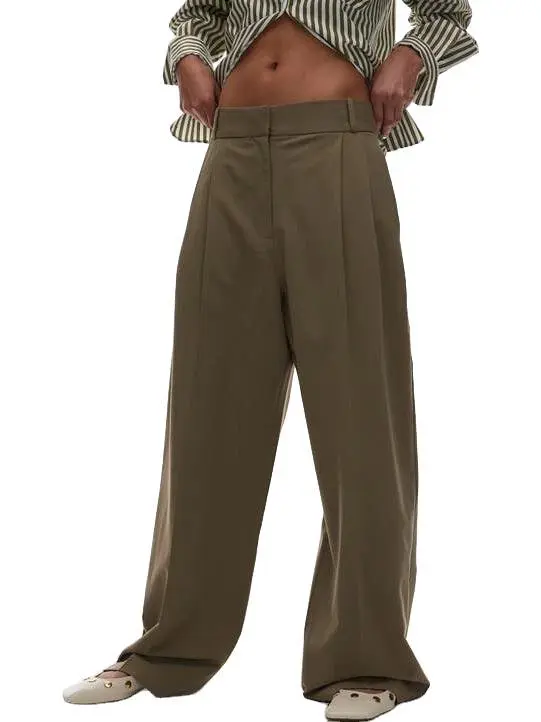 Topshop Tailored Straight Leg Pants - Khaki