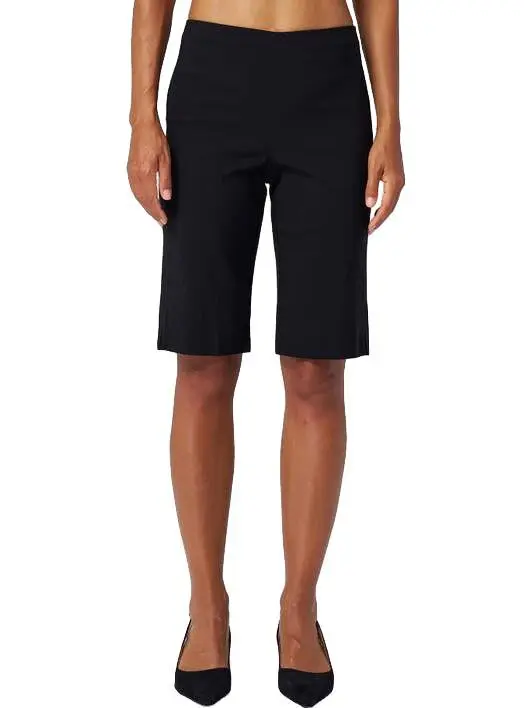 FRANNE GOLDE Slim Stretch Bermuda Short - Black
