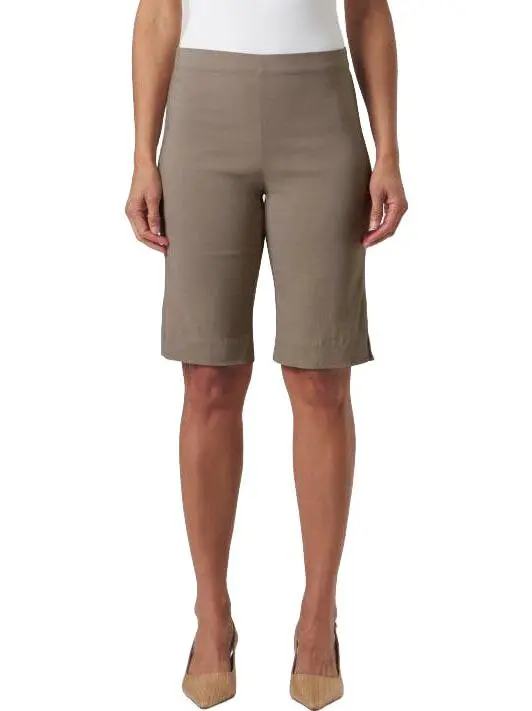 FRANNE GOLDE Slim Stretch Bermuda Short - Cafe