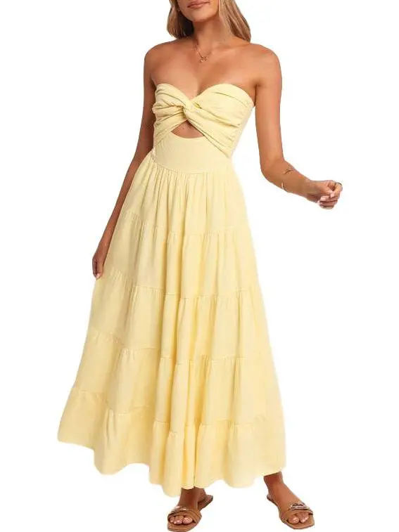 PETAL & PUP Sitara Tiered Strapless Maxi Dress - Yellow