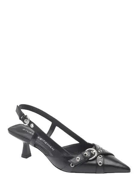 STUART WEITZMAN Supermoto Kitten Heel Slingback Pumps - Black