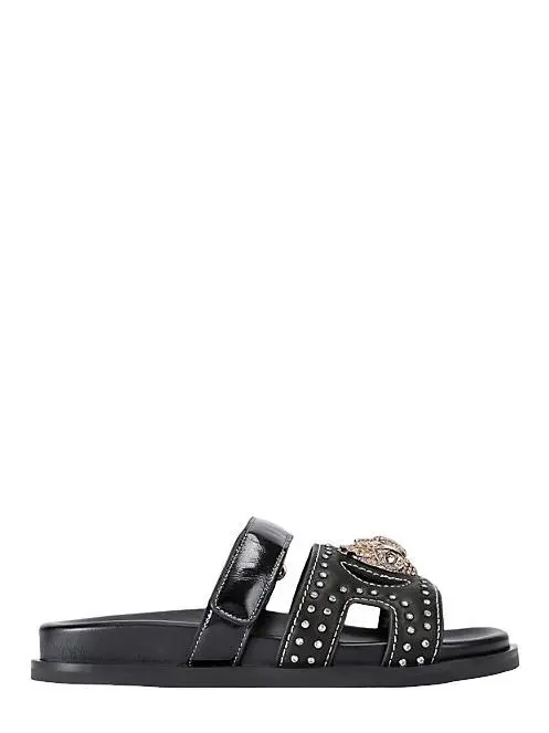 Kurt Geiger Eagle Studded Cut-out Leather Sandals - Blk/other