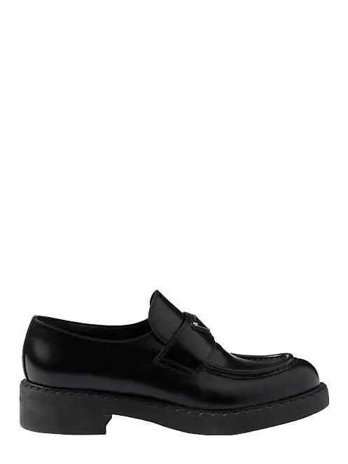 Prada Logo-plaque Leather Loafers - Black