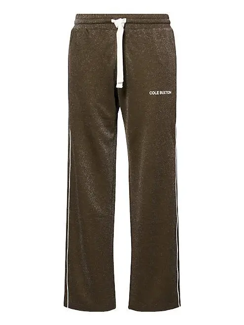 COLE BUXTON Logo-print Glitter Woven Jogging Bottoms - Khaki
