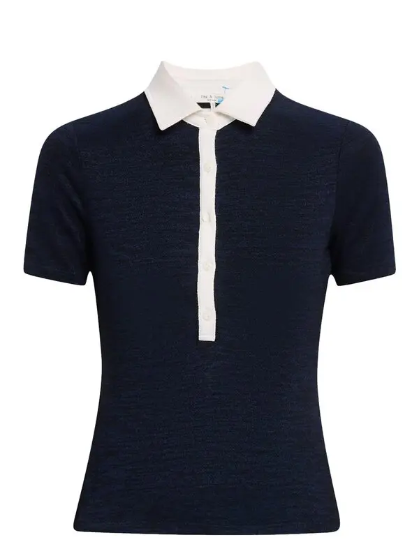 Rag & Bone The Knit Button Polo Top - Nvymt