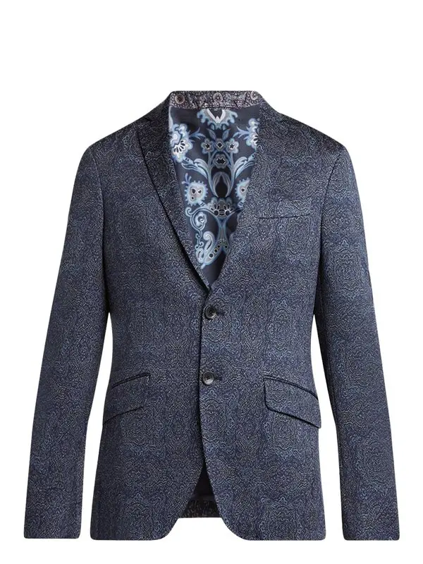 Etro Damask Jacquard Two-button Sport Coat - Blue Multicolor