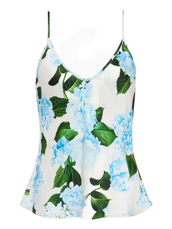 L'Agence Lexi V-neck Camisole - Ivorylt Blue Lrg Hydrangea