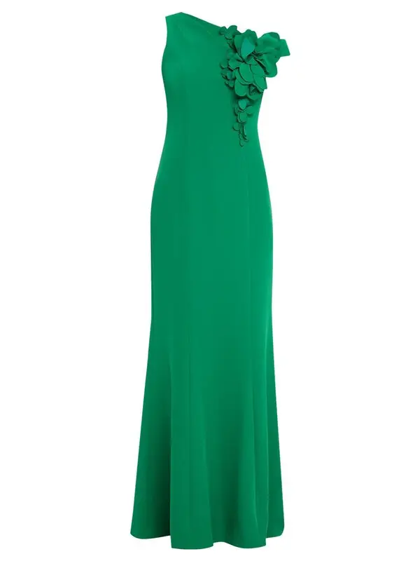 Rickie Freeman For Teri Jon One-shoulder Appliqué Gown - Green